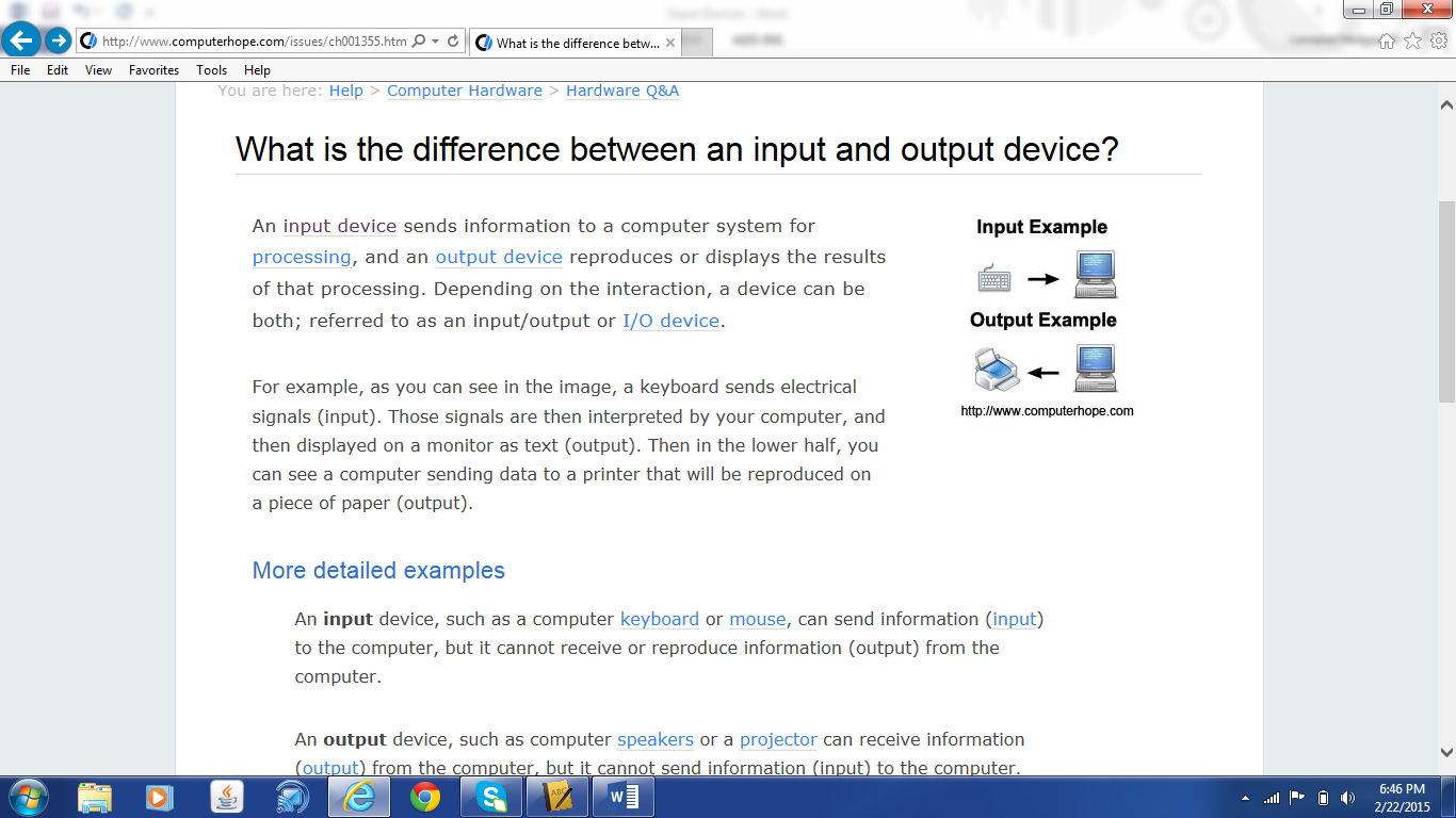 Input, Output and Storage Devices | Create WebQuest